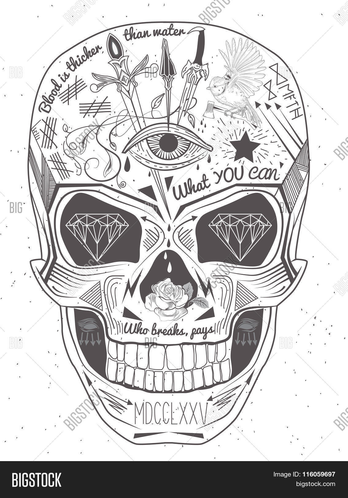 Vintage Label Skull. Vector & Photo (Free Trial) | Bigstock