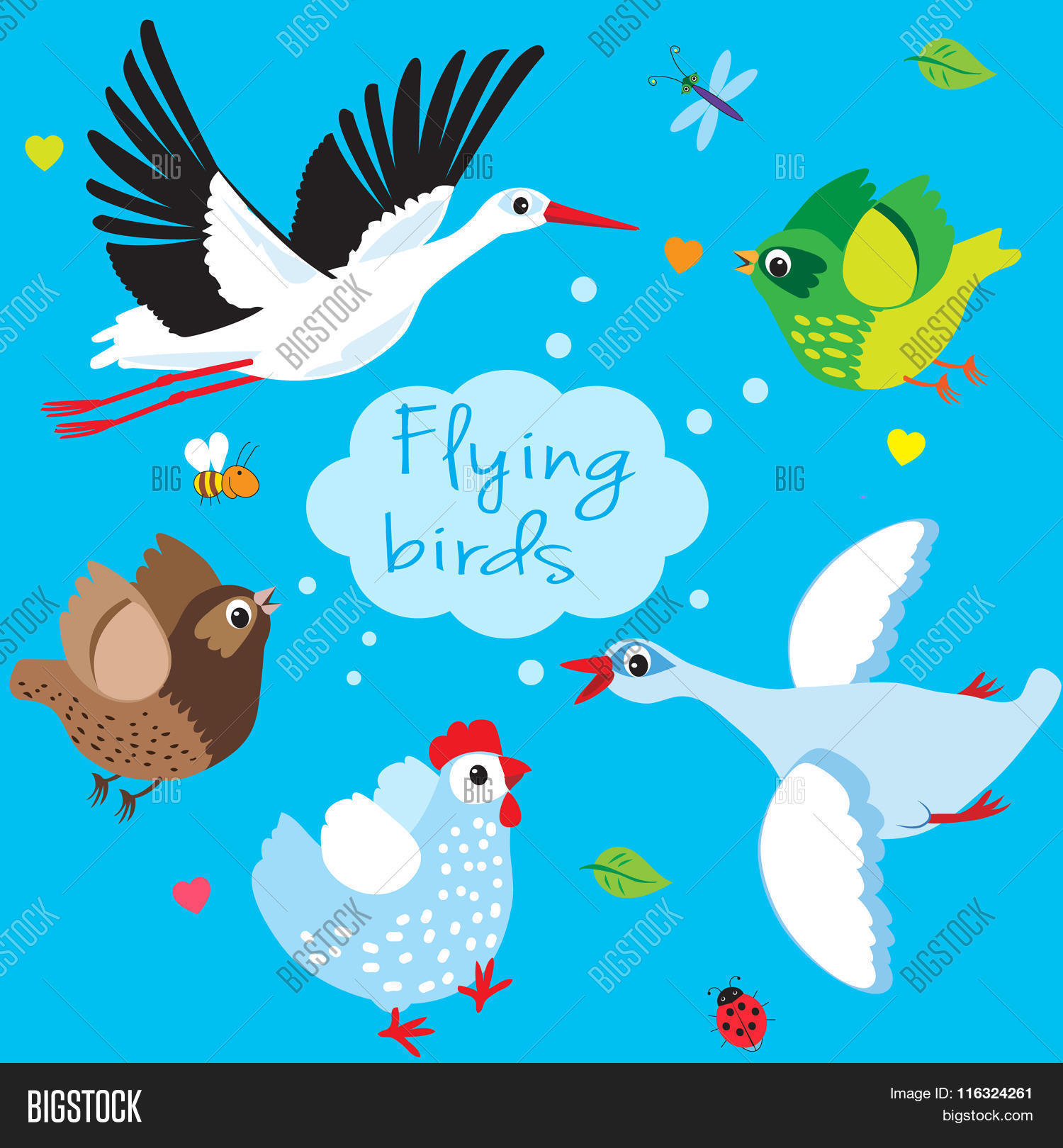 Flying Birds. Cartoon Vector & Photo (Free Trial) | Bigstock