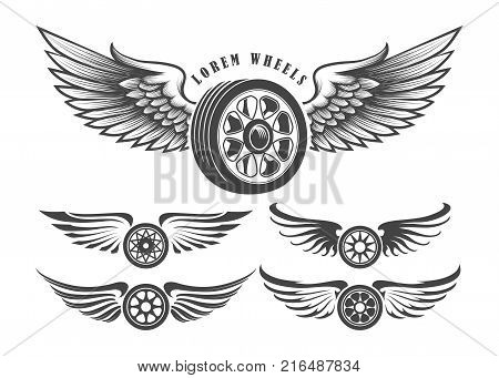 Set Wheels Wings Vector & Photo (Free Trial) | Bigstock