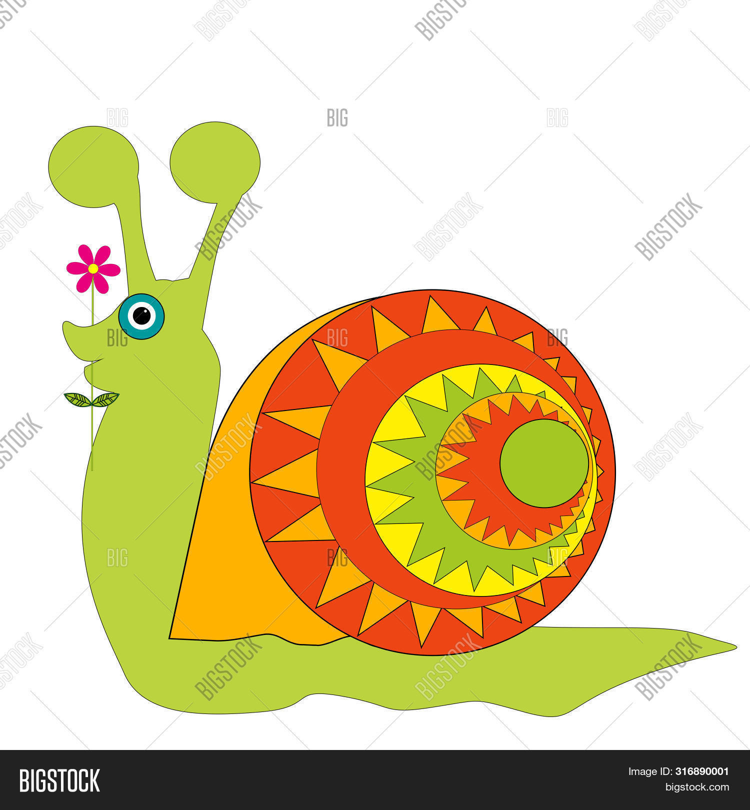 Cartoon Green Snail Vector & Photo (Free Trial) | Bigstock