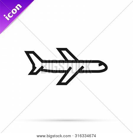 Black Line Plane Icon Vector & Photo (Free Trial) | Bigstock