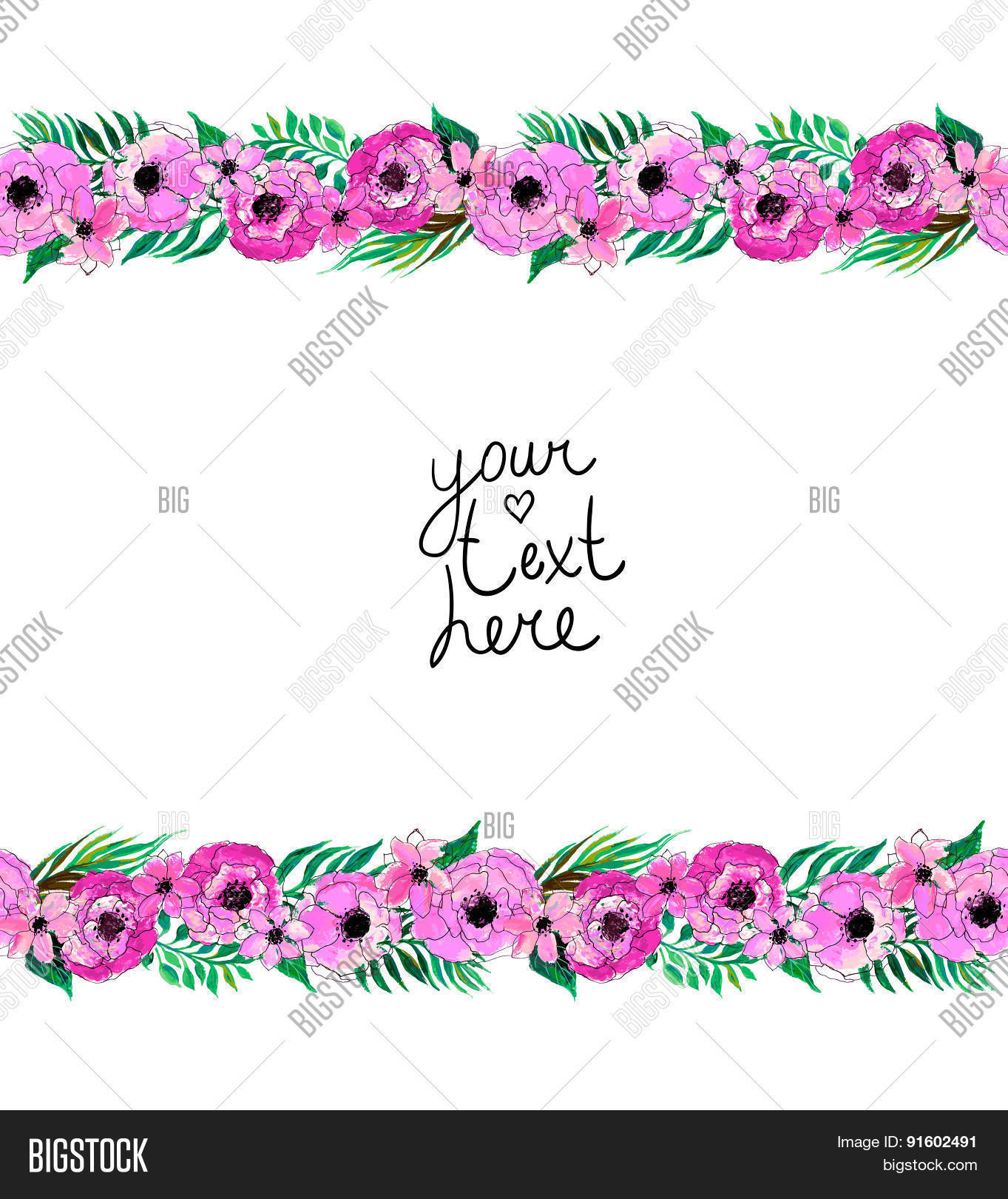 Floral Border Pink Vector & Photo (Free Trial) | Bigstock