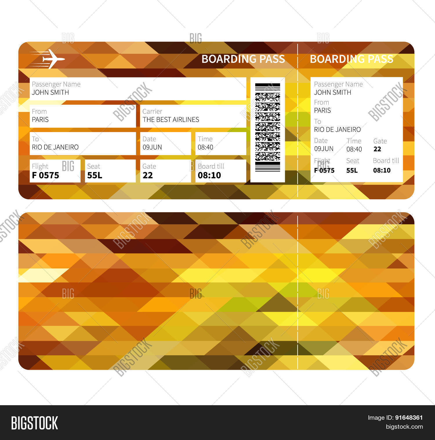 Gold Boarding Pass Vector & Photo (Free Trial) | Bigstock