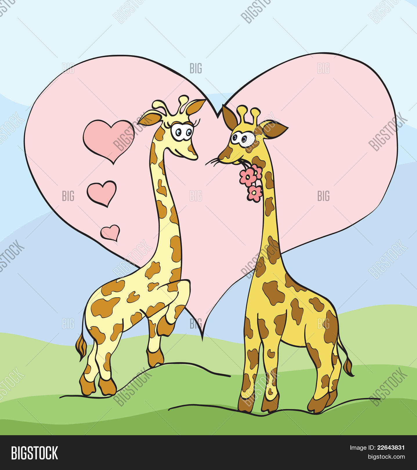 Two Giraffes Hearts Vector & Photo (Free Trial) | Bigstock