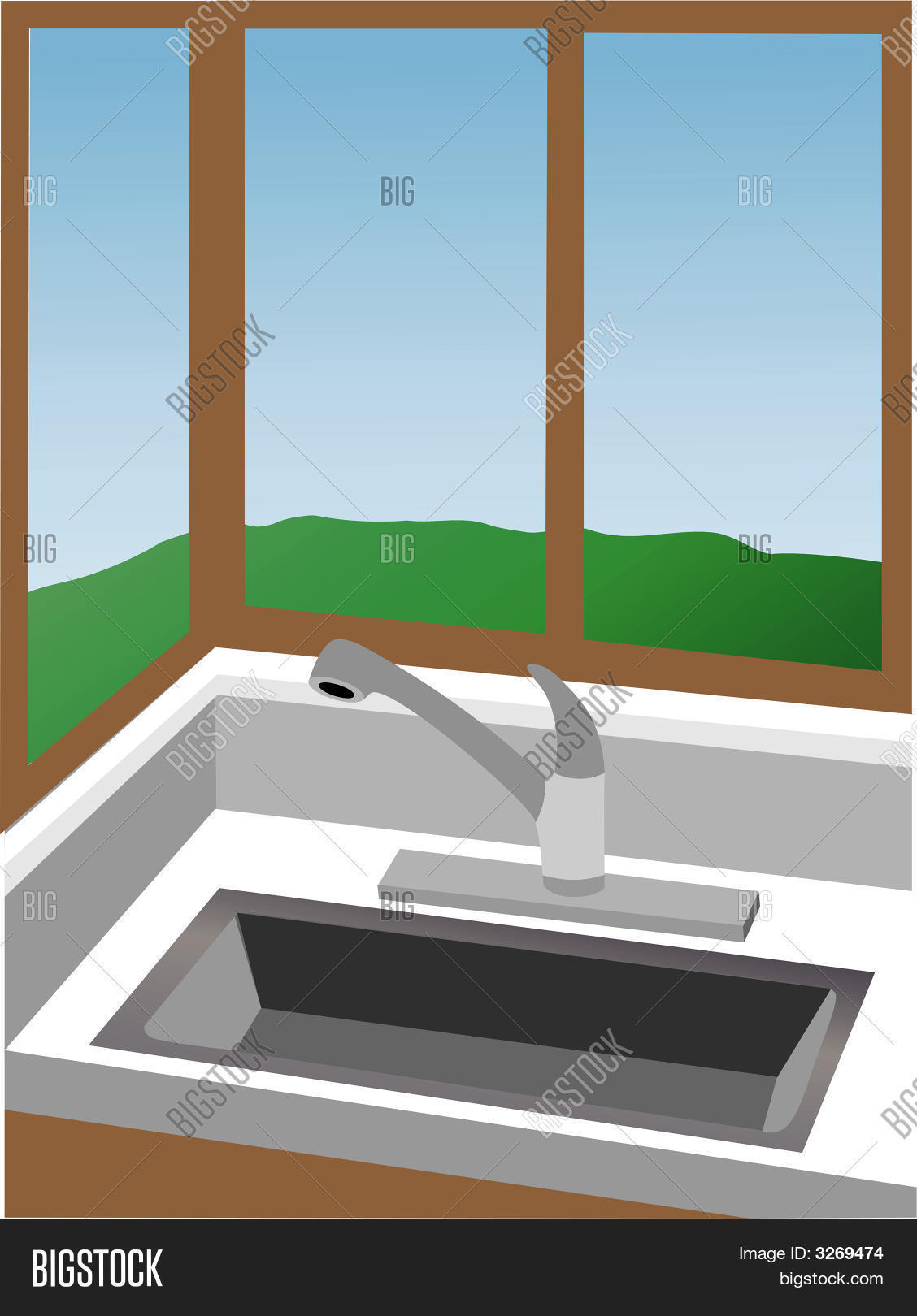 Kitchen Corner Sink Vector & Photo (Free Trial) | Bigstock