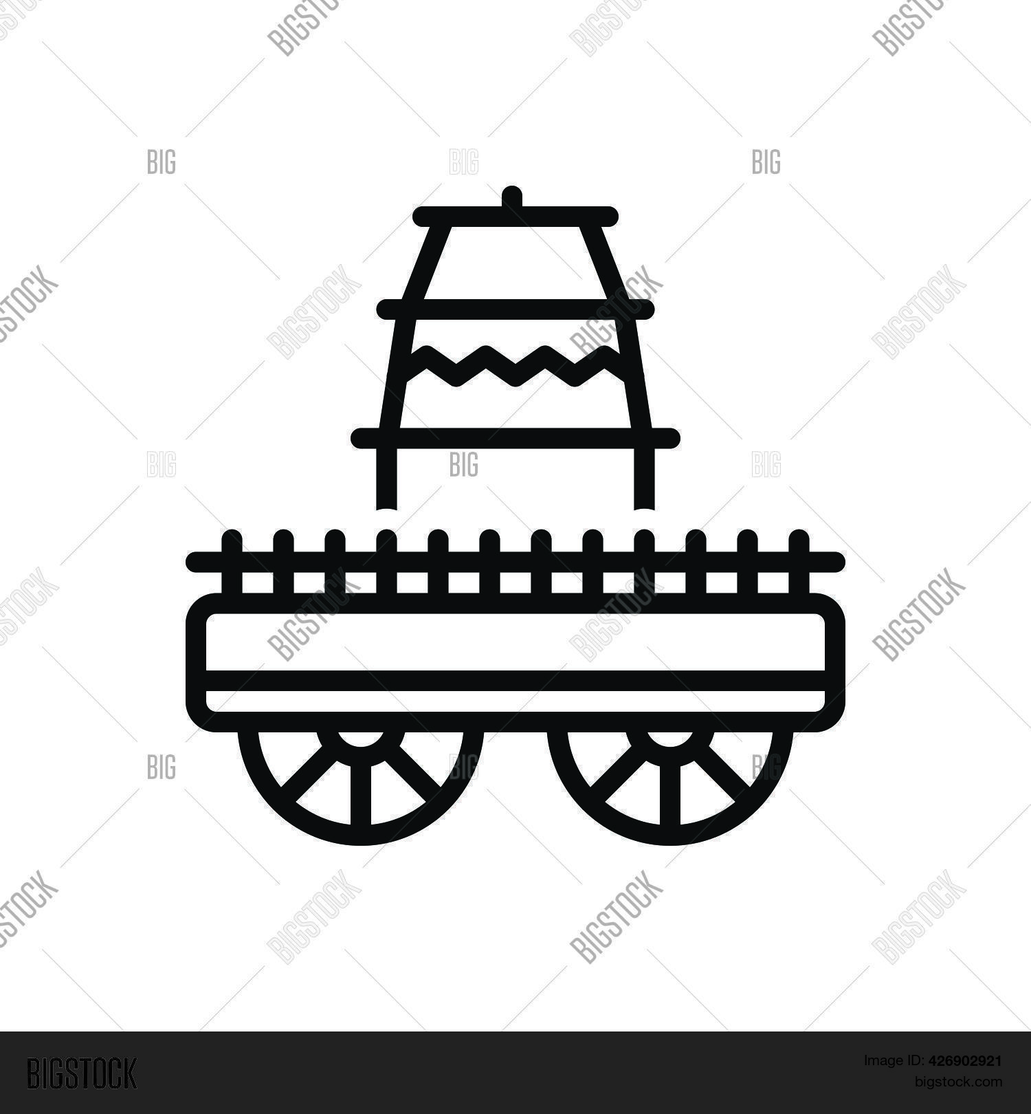 Black Line Icon Ratha Vector & Photo (Free Trial) | Bigstock