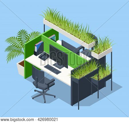 Isometric Green Wall Vector & Photo (Free Trial) | Bigstock