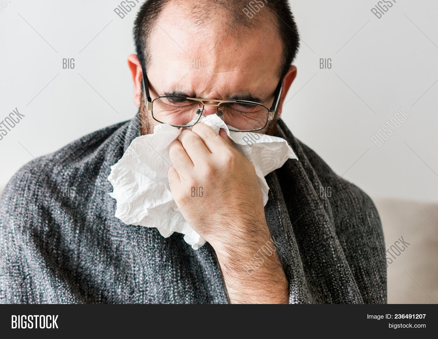 Man Sneezing Into Image & Photo (Free Trial) | Bigstock