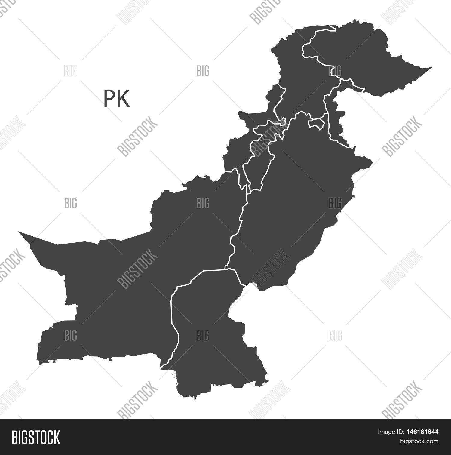 Pakistan Grey Map Vector & Photo (Free Trial) | Bigstock
