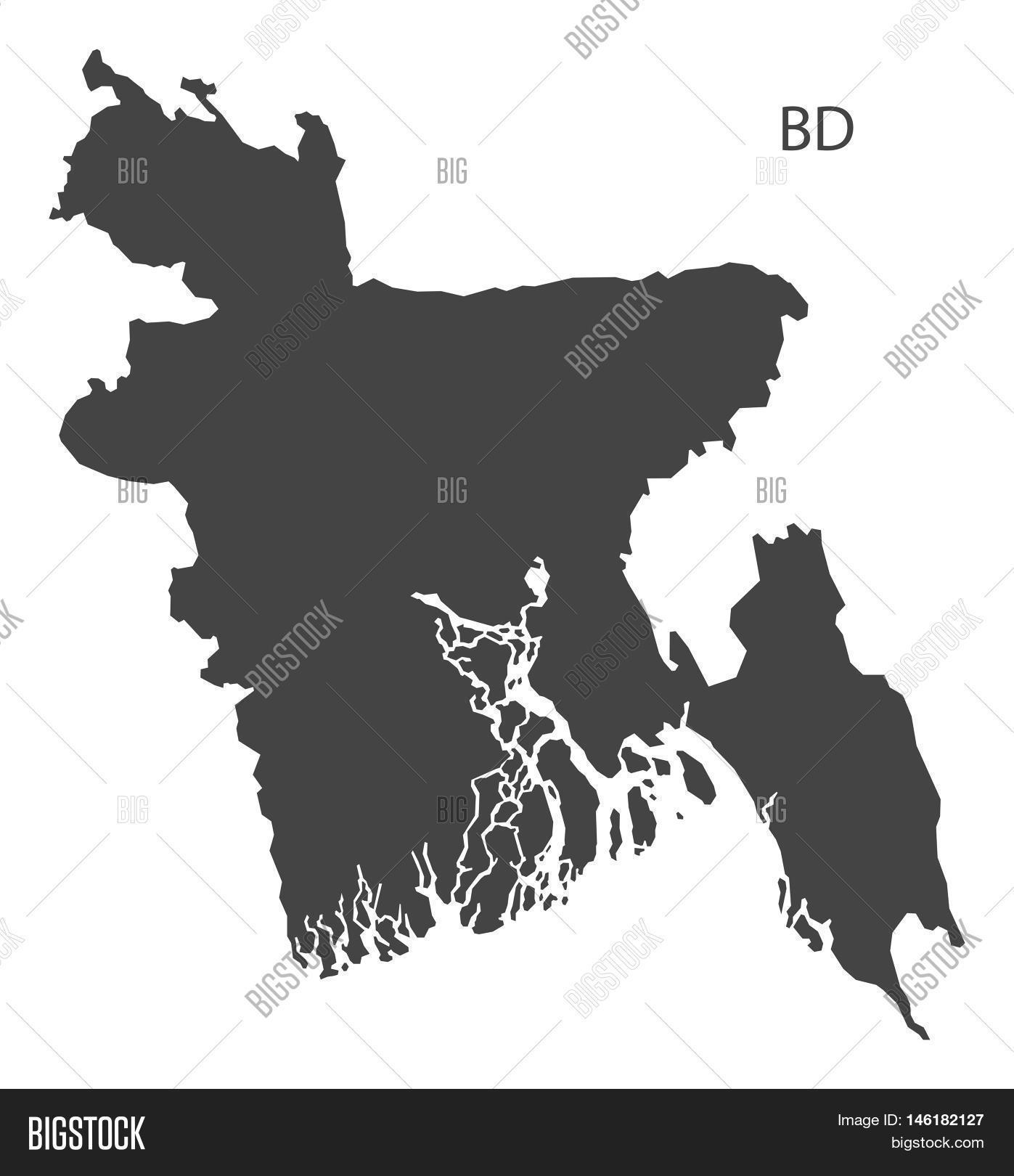 Bangladesh Grey Map Vector & Photo (Free Trial) | Bigstock