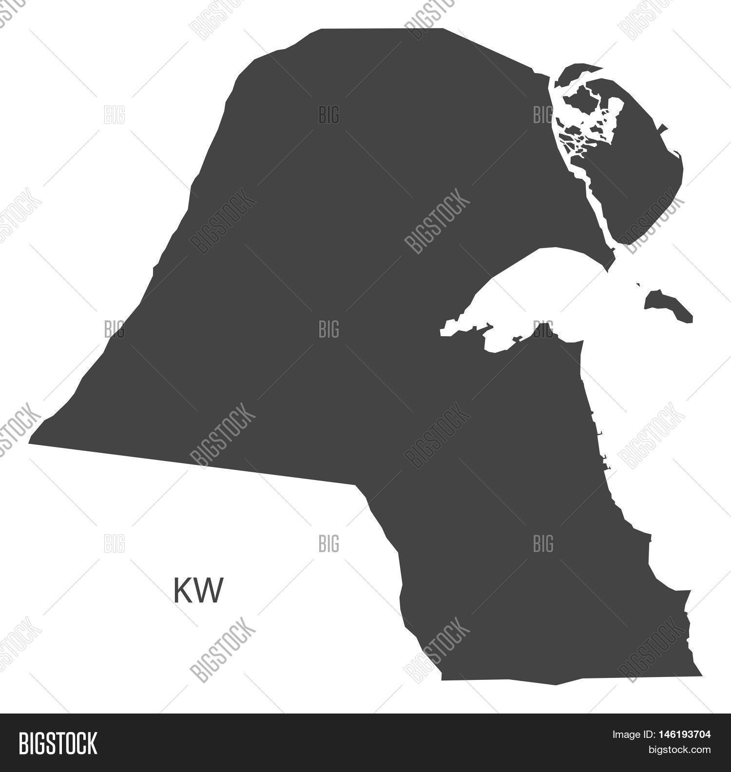 Kuwait Grey Map Vector & Photo (Free Trial) | Bigstock