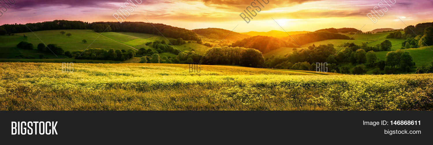 Panoramic Sunset Over Image & Photo (Free Trial) | Bigstock