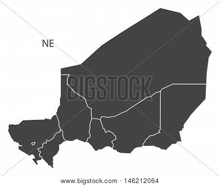 Niger Grey Map Vector & Photo (Free Trial) | Bigstock
