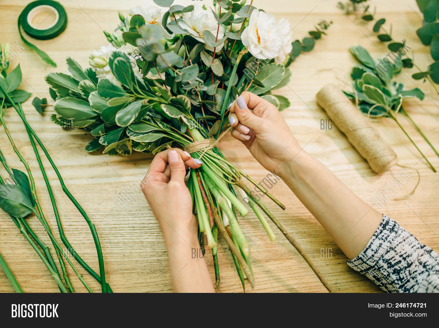 Florist Ties Ribbon On Image & Photo (Free Trial) | Bigstock