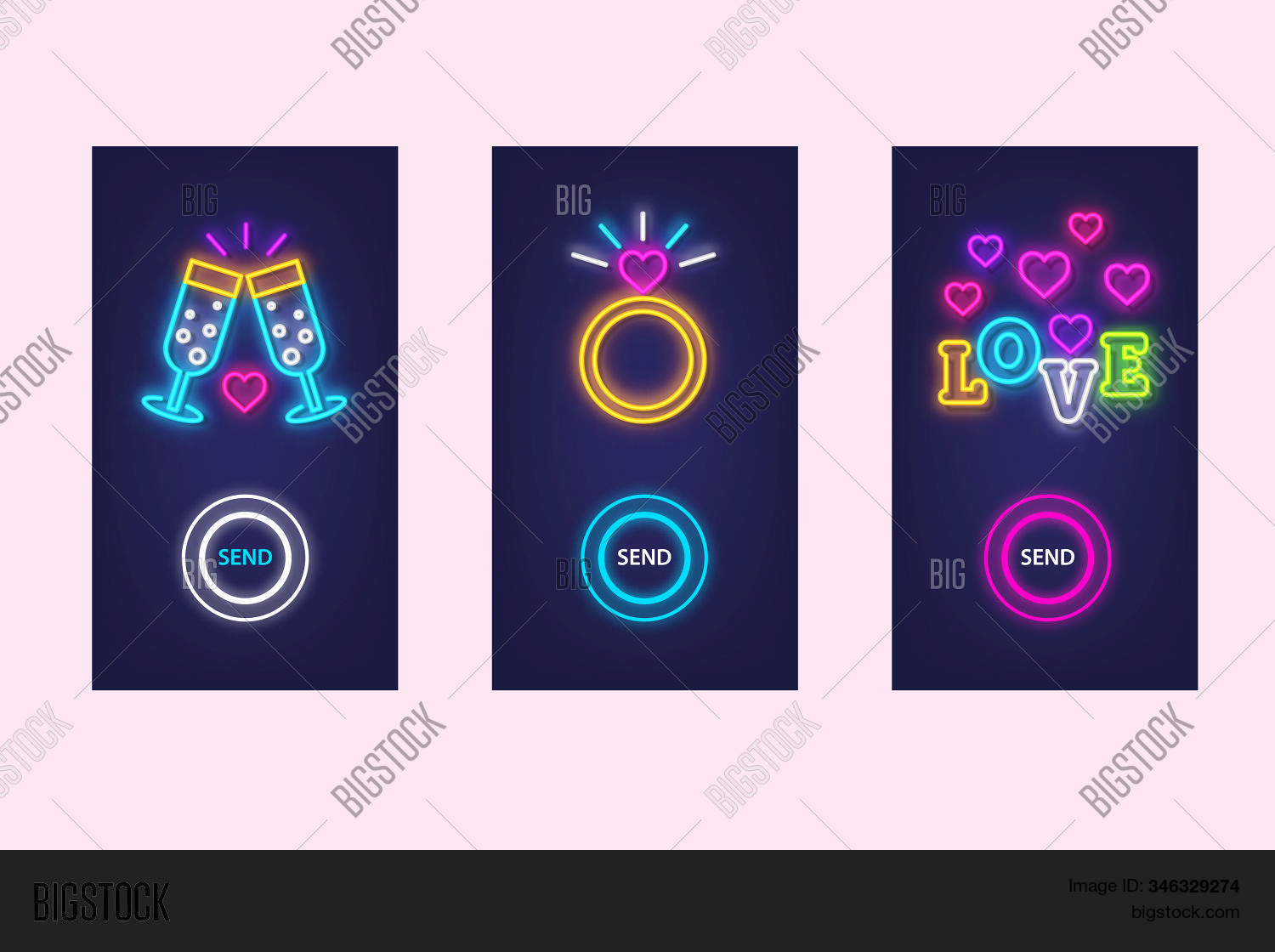 Love Mobile App Set Vector & Photo (Free Trial) | Bigstock