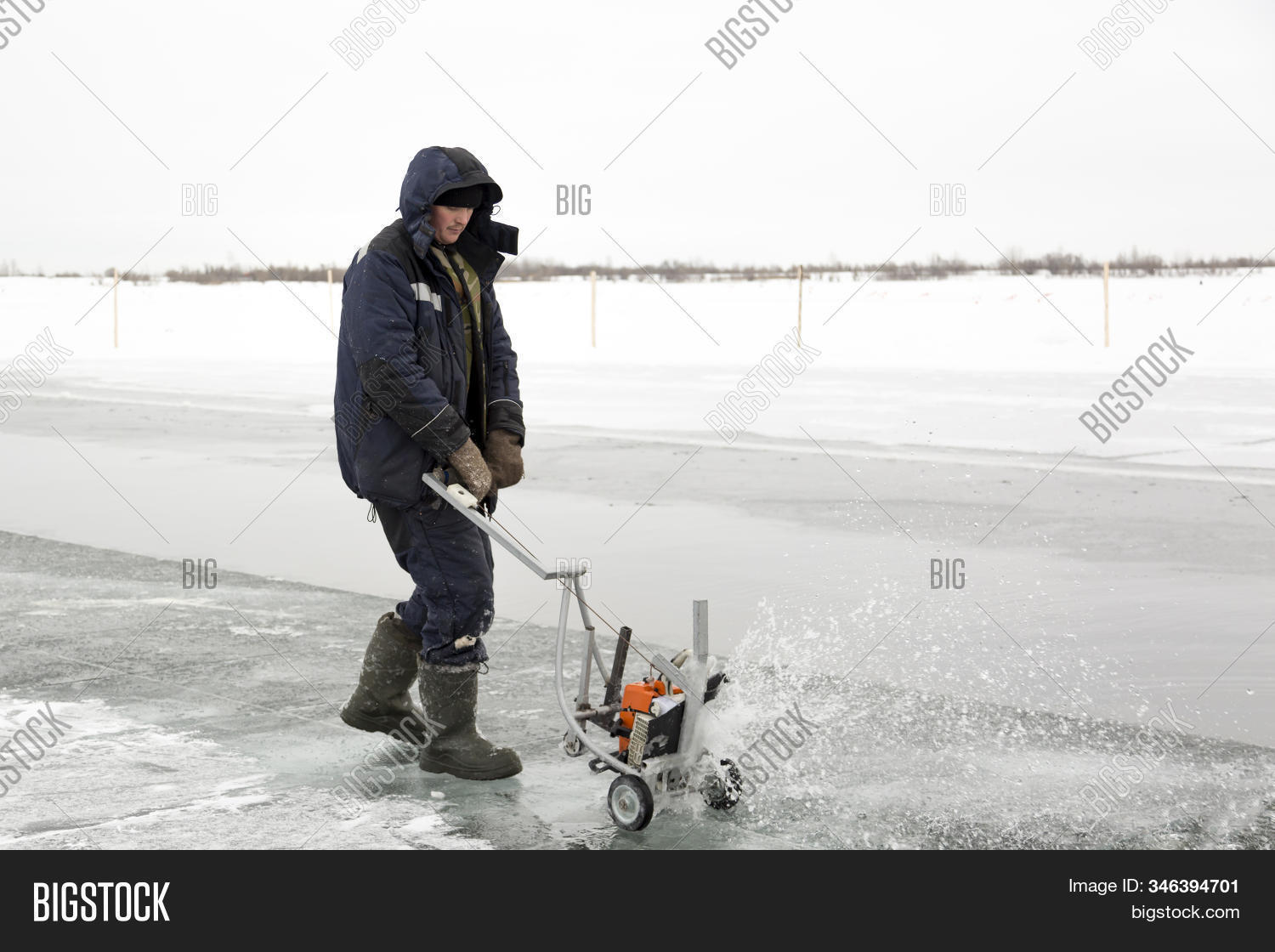 Worker Cuts Out Ice Image & Photo (Free Trial) | Bigstock