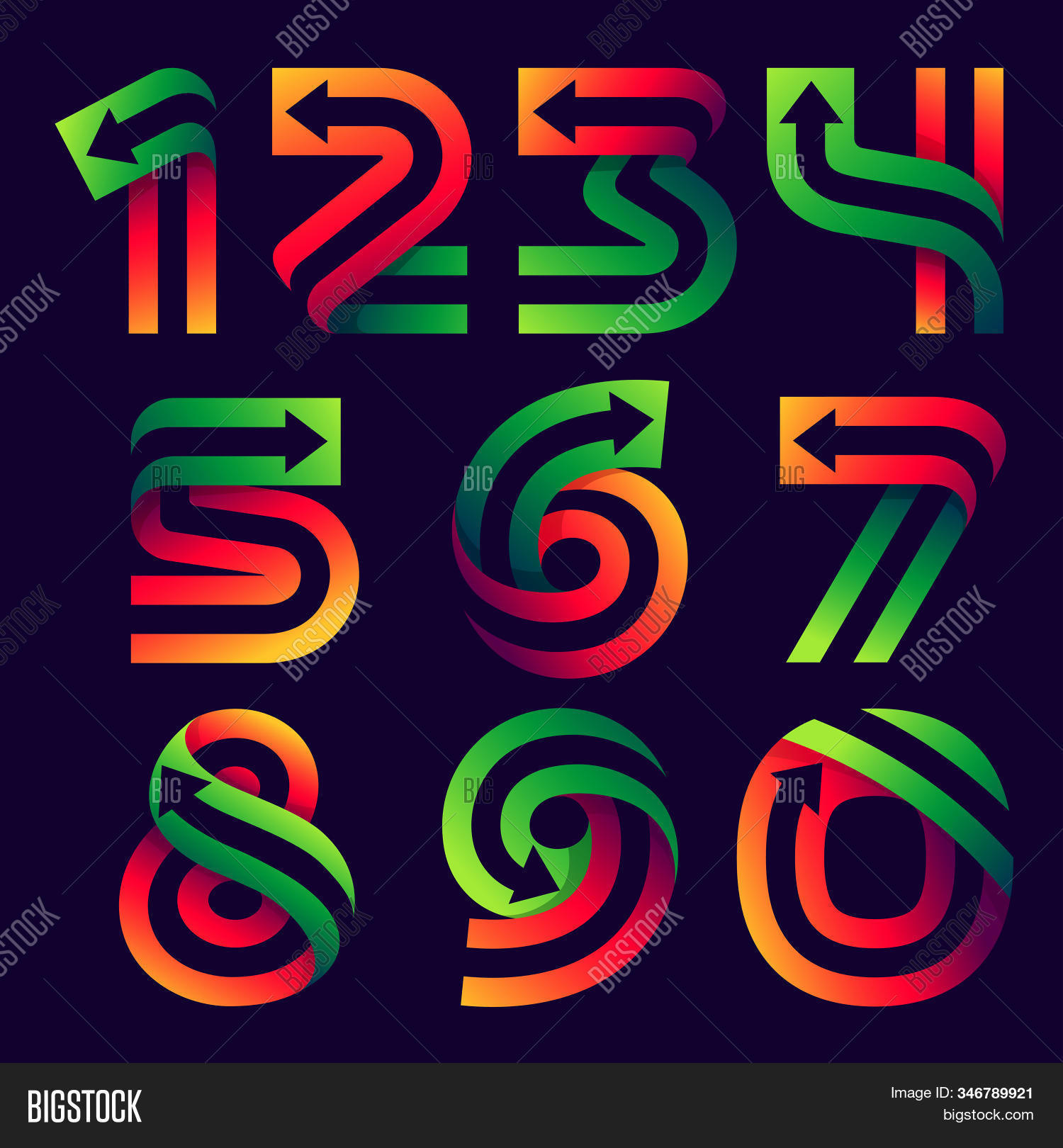 Numbers Set Arrow Vector & Photo (Free Trial) | Bigstock
