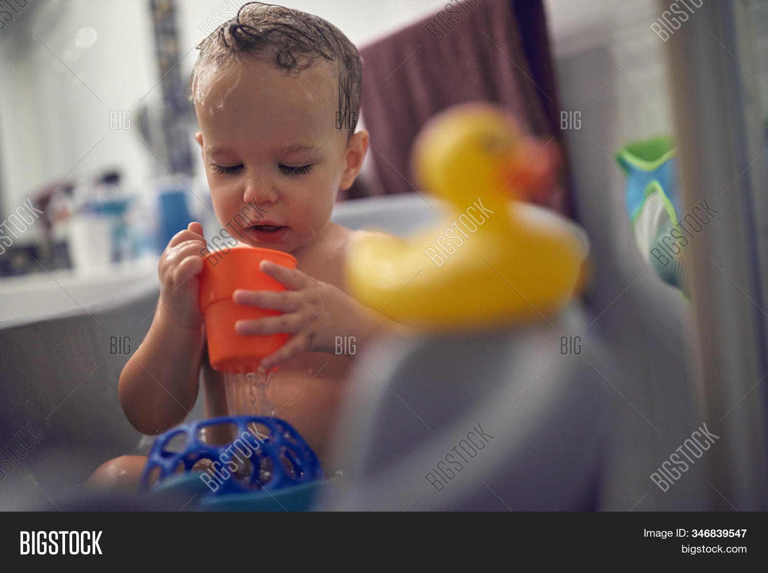 Happy Baby Taking Bath Image & Photo (Free Trial) | Bigstock
