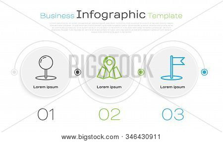 Set Line Push Pin, Folded Map With Location Marker And Flag. Business ...