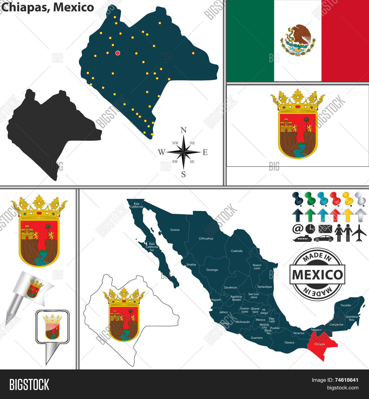 Map Chiapas, Mexico Vector & Photo (Free Trial) | Bigstock