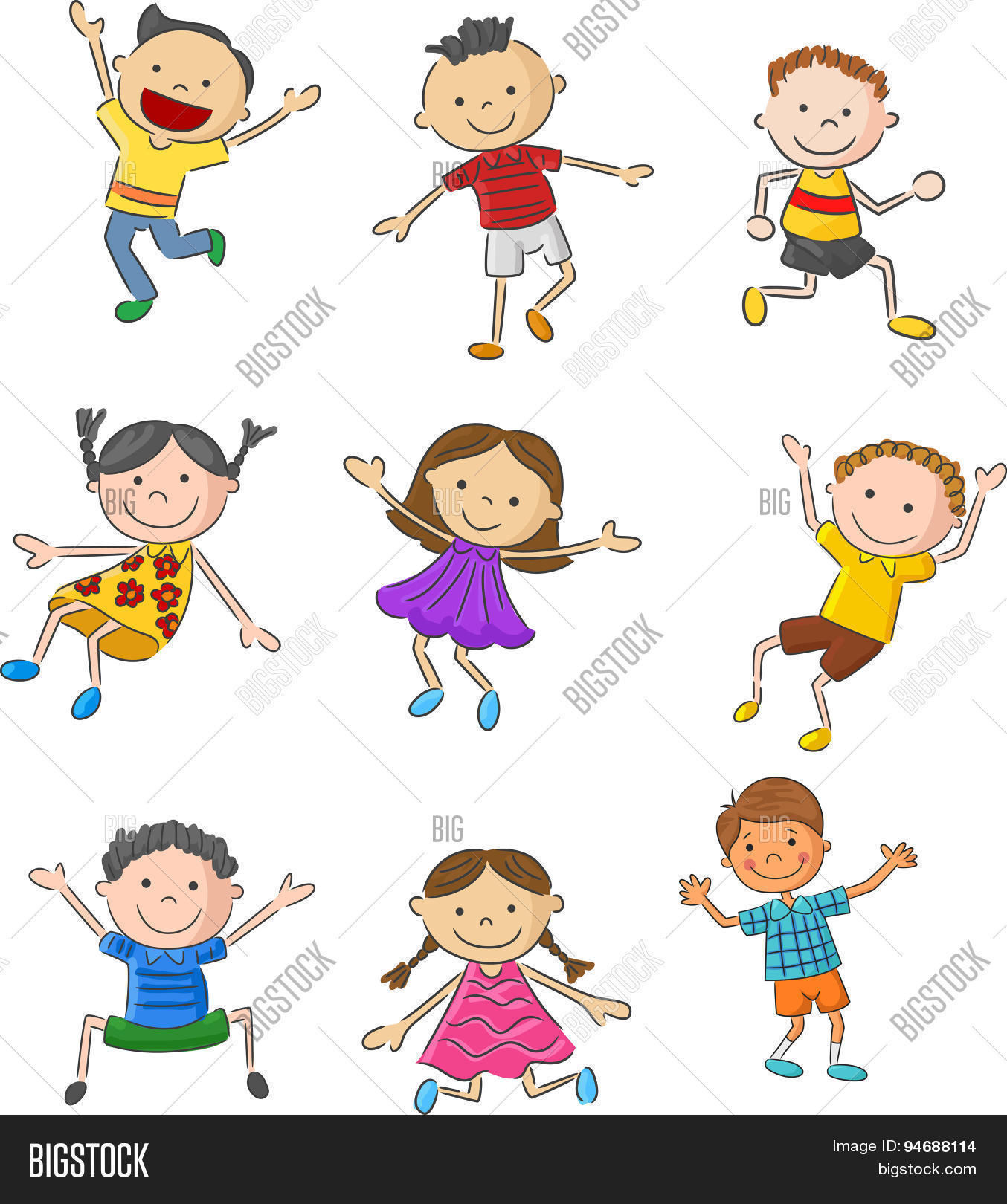 Cartoon Many Kids Vector & Photo (Free Trial) | Bigstock