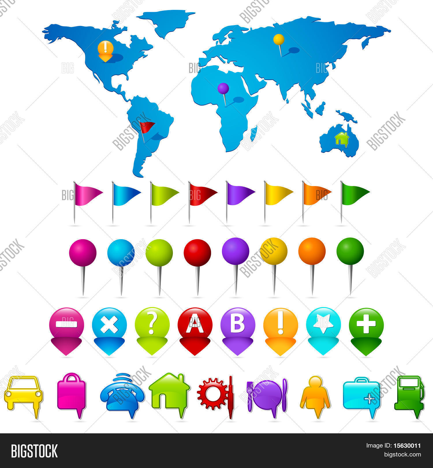 World Map GPS Icons Vector & Photo (Free Trial) | Bigstock
