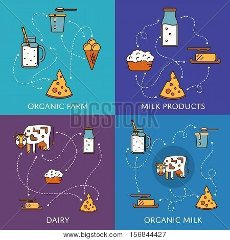 Four Dairy Banners Vector & Photo (Free Trial) | Bigstock