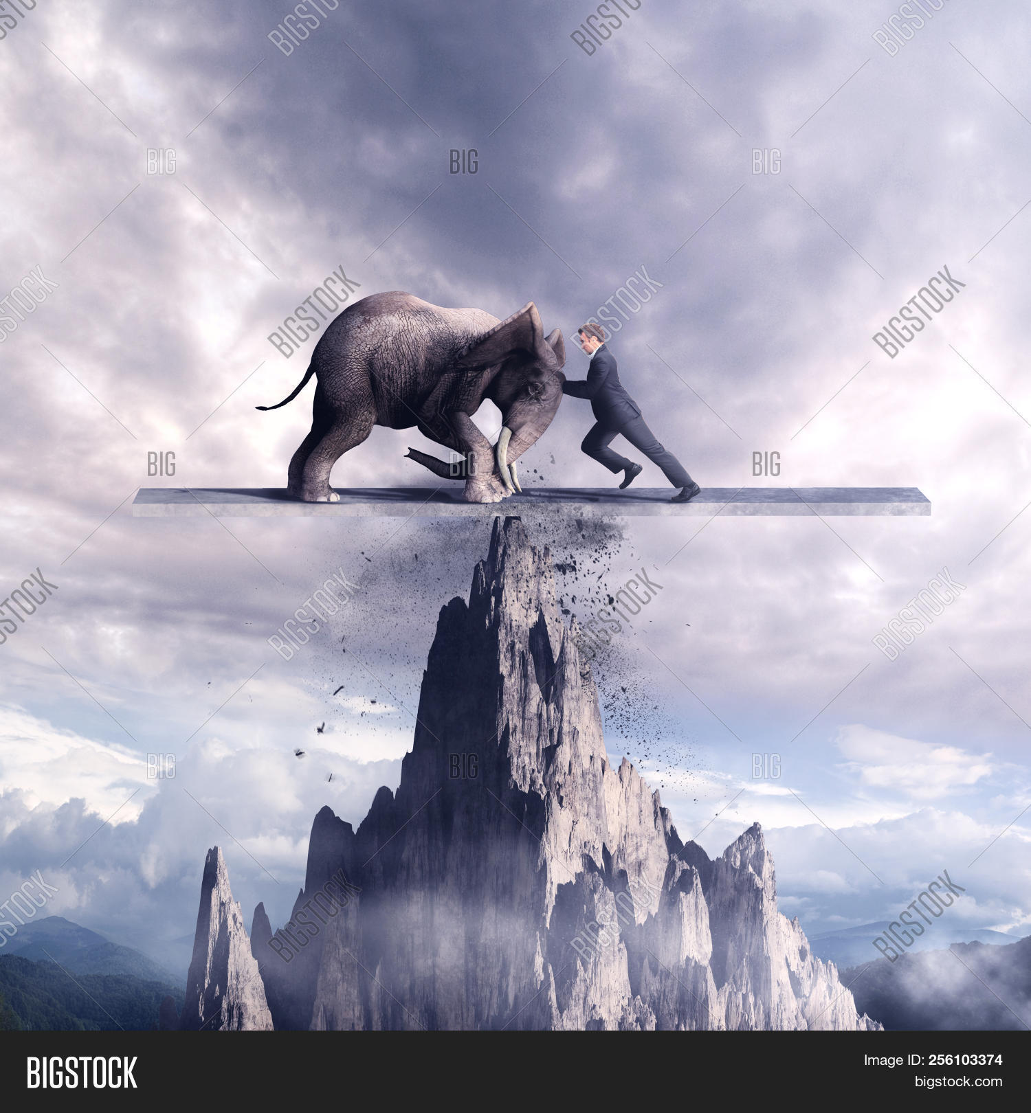 Man Elephant Pushing Image & Photo (Free Trial) | Bigstock