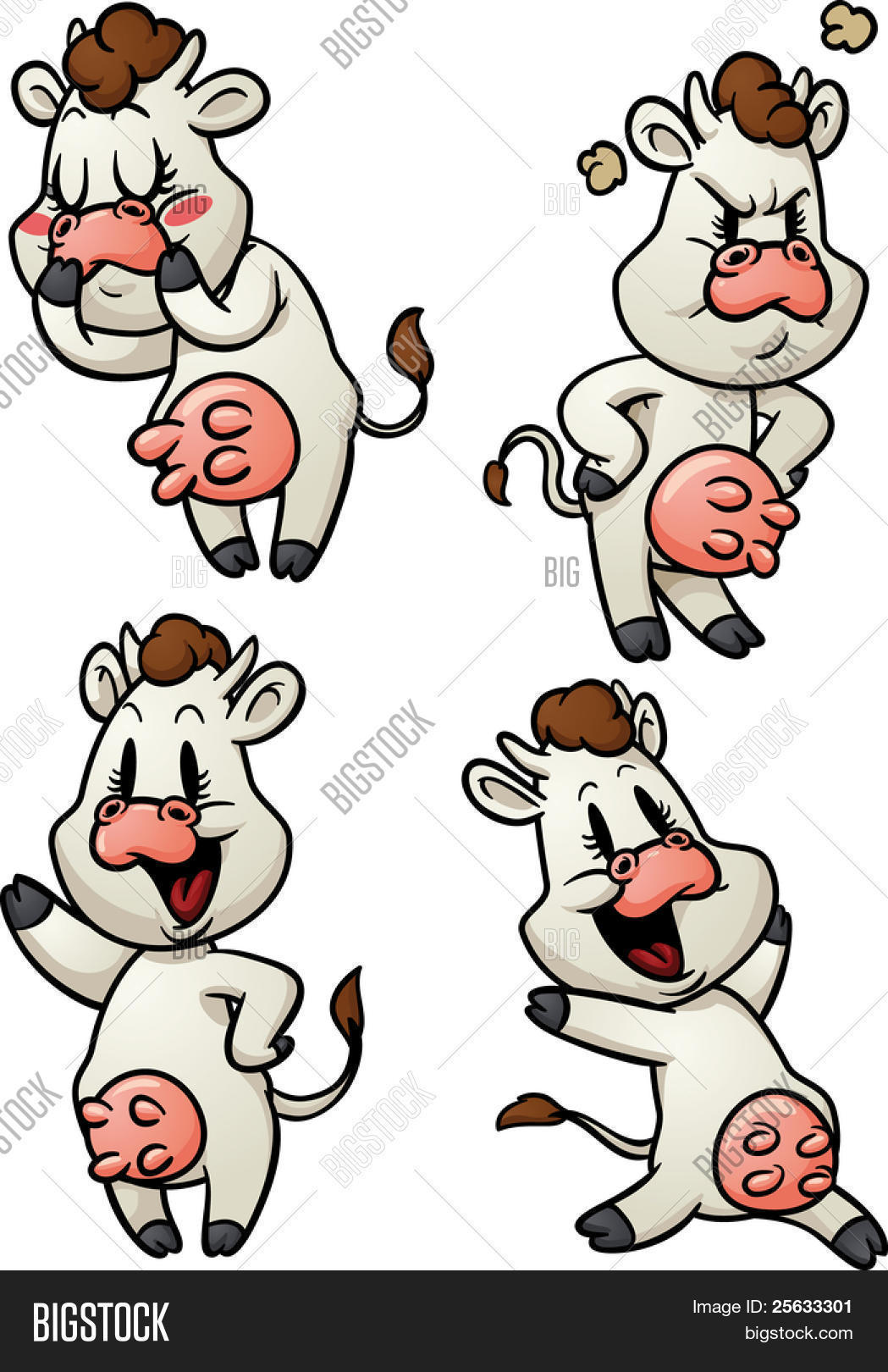 Cute Cartoon Cow Four Vector & Photo (Free Trial) | Bigstock