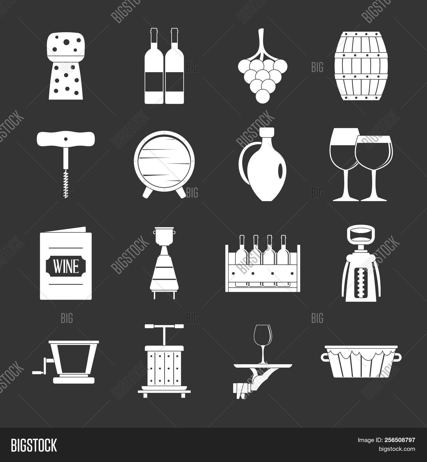 Wine Icons Set White Image & Photo (Free Trial) | Bigstock