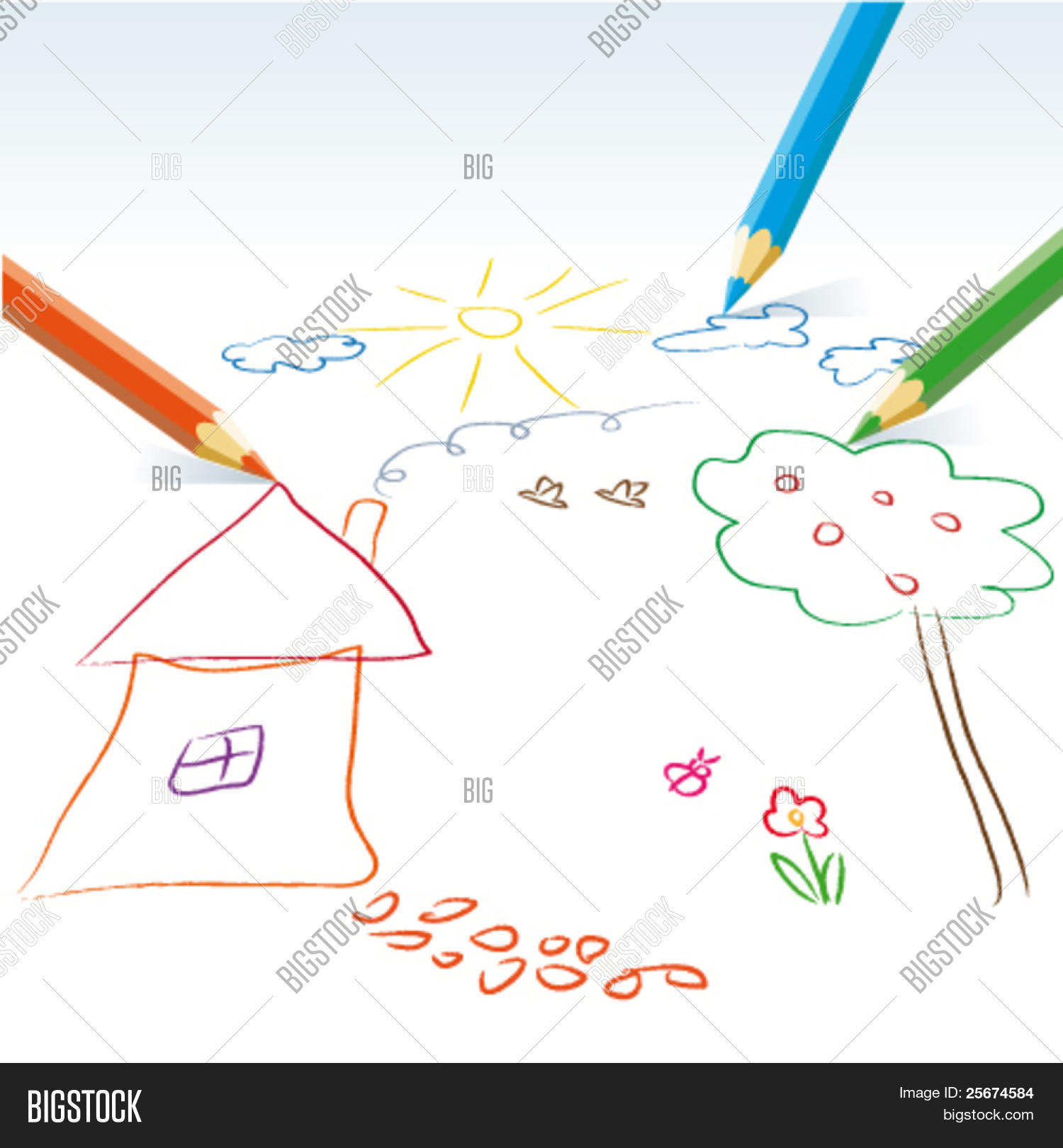 Vector Child Drawing Vector & Photo (Free Trial) | Bigstock