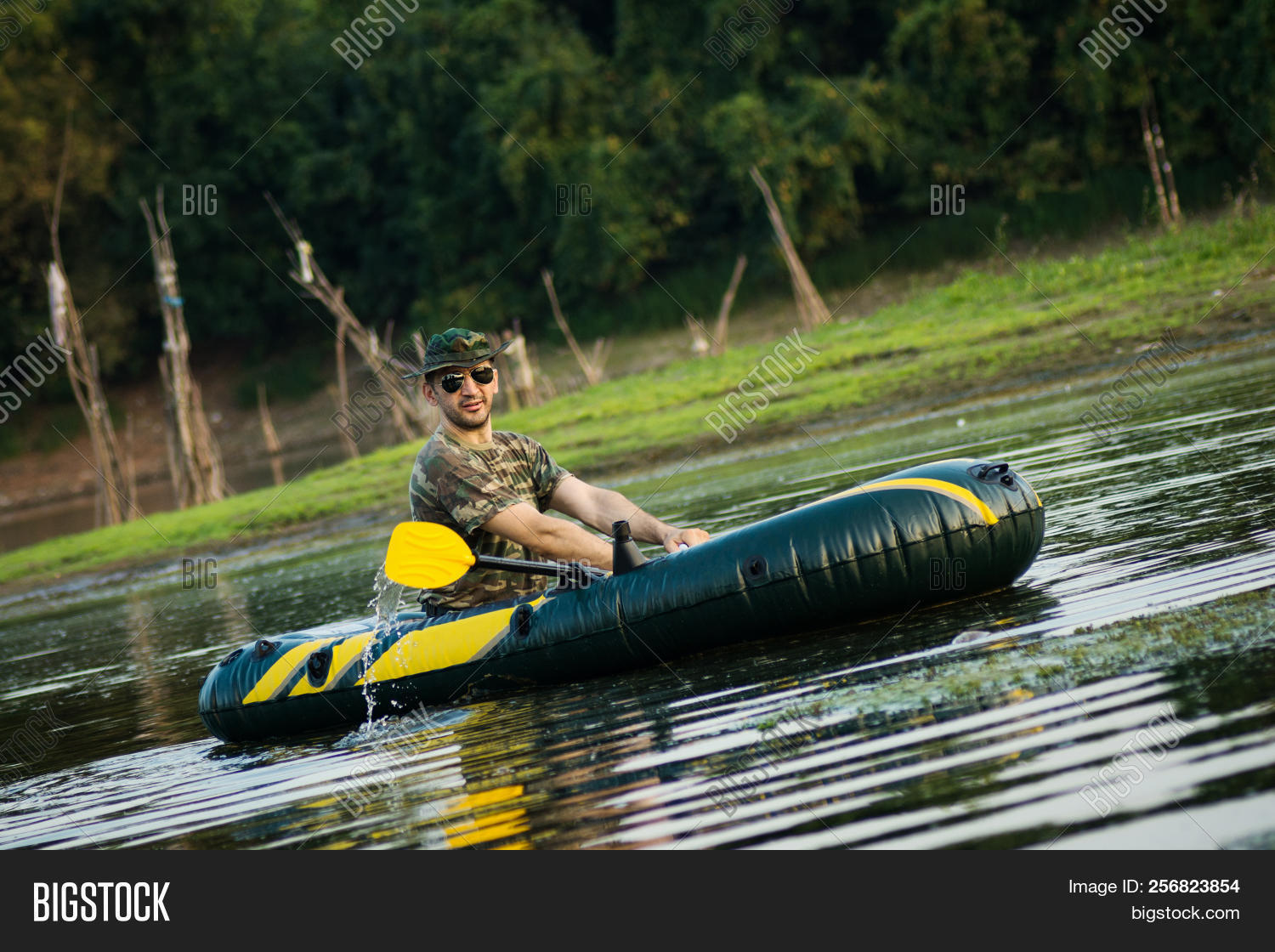 Man Rowing Inflatable Image & Photo (Free Trial) | Bigstock