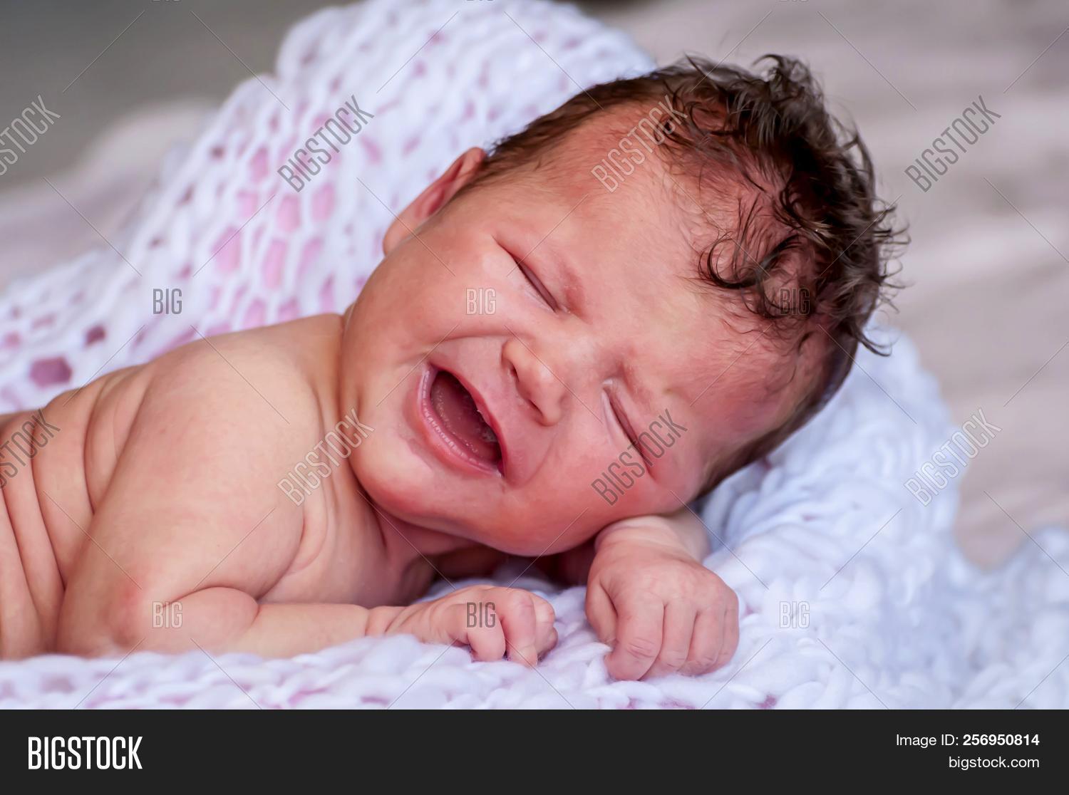 Cute Newborn Crying Baby
