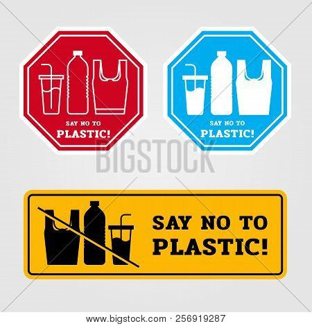Say No Plastic Banner Vector & Photo (Free Trial) | Bigstock