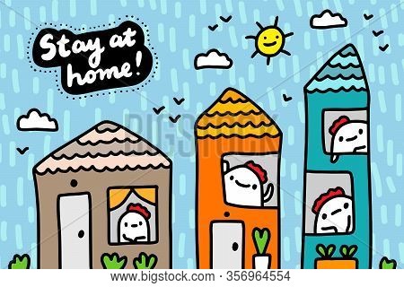 Stay Home Hand Drawn Vector & Photo (Free Trial) | Bigstock