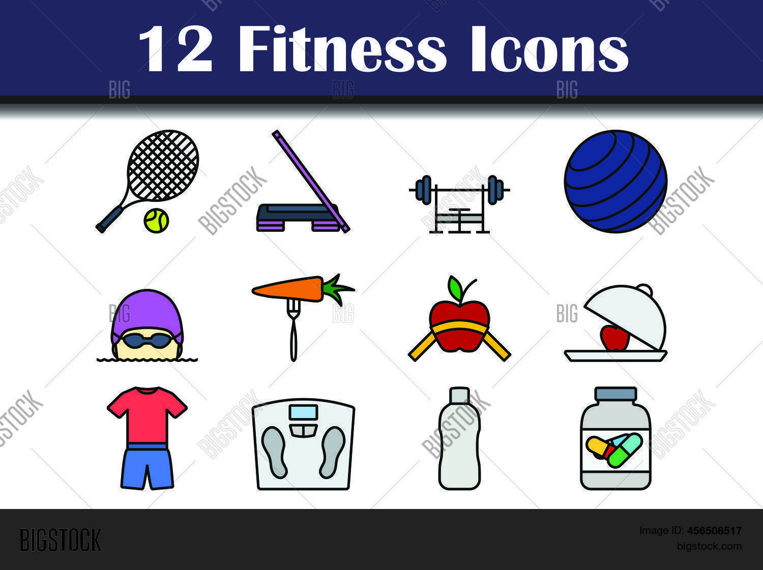 Fitness Icon Set. Vector & Photo (Free Trial) | Bigstock
