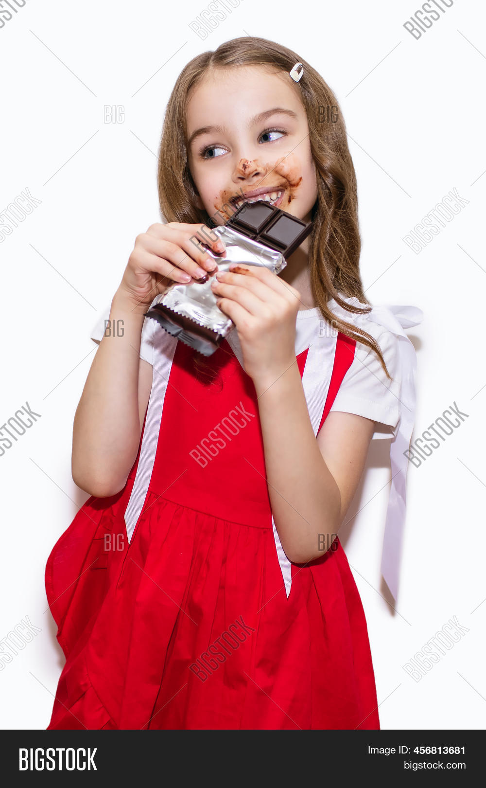 Happy Little Girl Red Image & Photo (Free Trial) | Bigstock