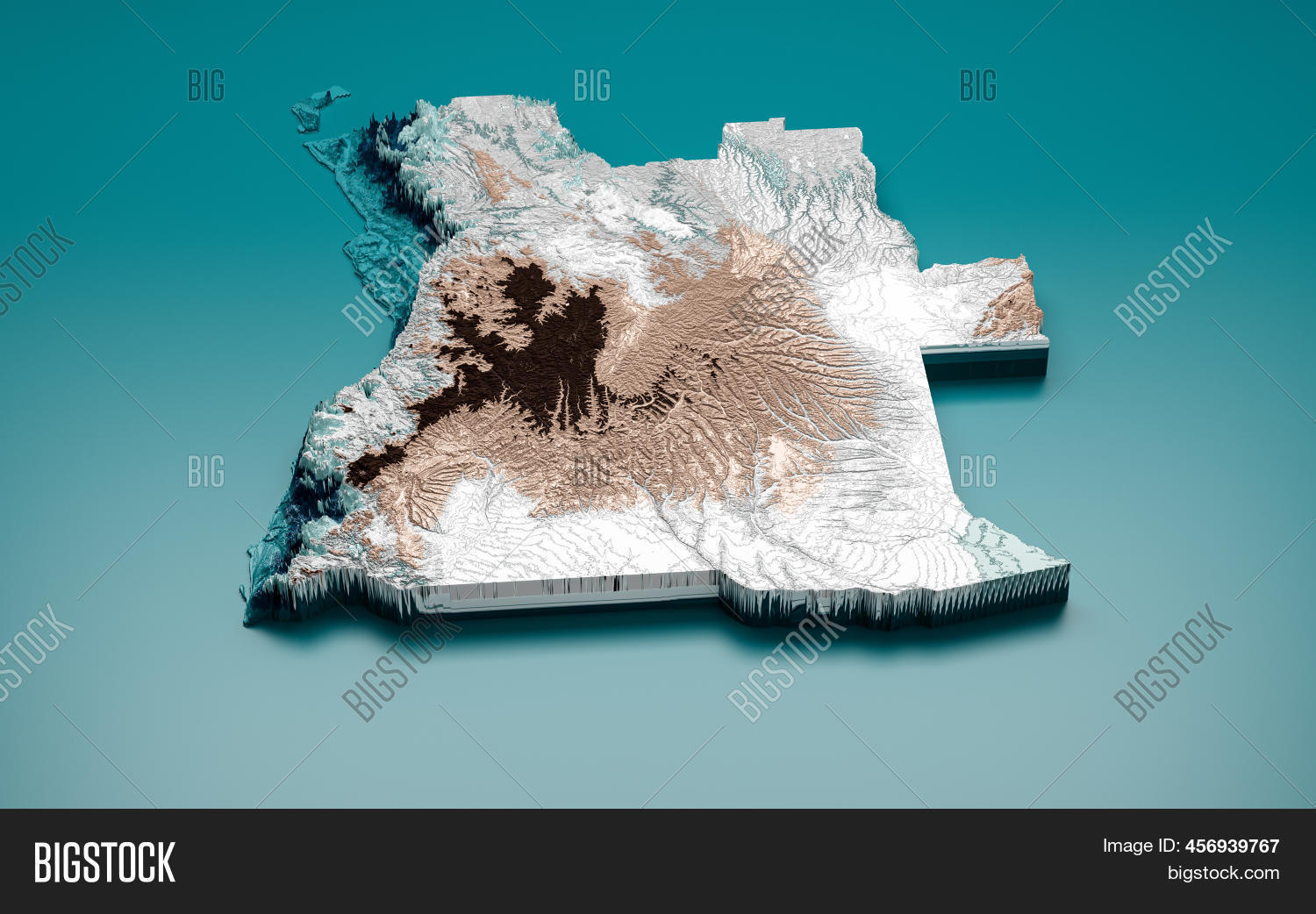 Topographic Angola Map Image & Photo (Free Trial) | Bigstock