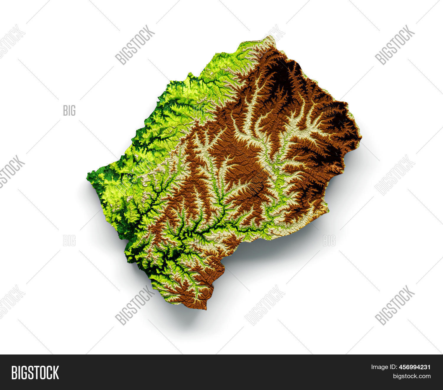 Lesotho Map Shaded Image & Photo (Free Trial) | Bigstock