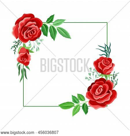 Square Rose Frame Red Vector & Photo (Free Trial) | Bigstock
