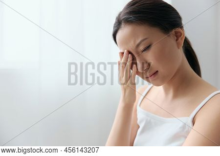 Suffering From Strong Eye Pain. Eyesight Problem. Tormented Suffering ...