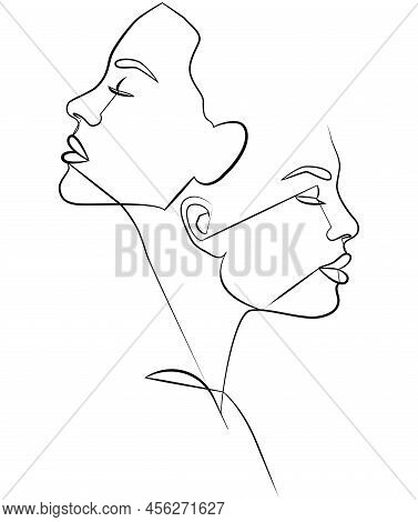One Line. Two Faces Vector & Photo (Free Trial) | Bigstock