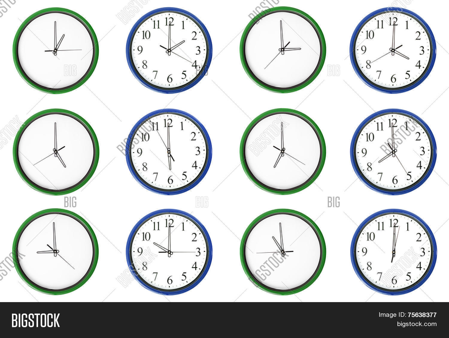 12 Clocks Isolated On Image & Photo (Free Trial) | Bigstock