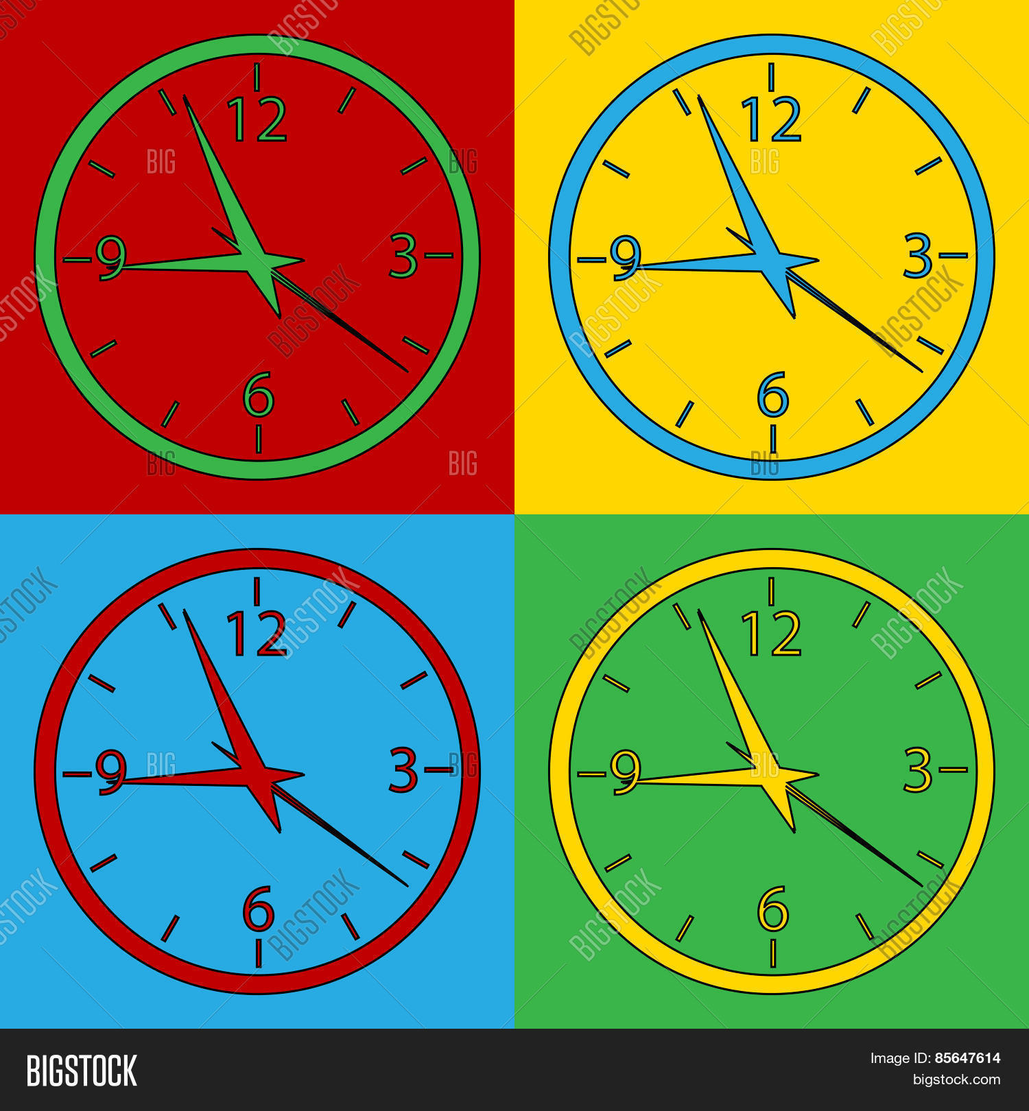 Pop Art Clock Symbol Vector & Photo (Free Trial) | Bigstock