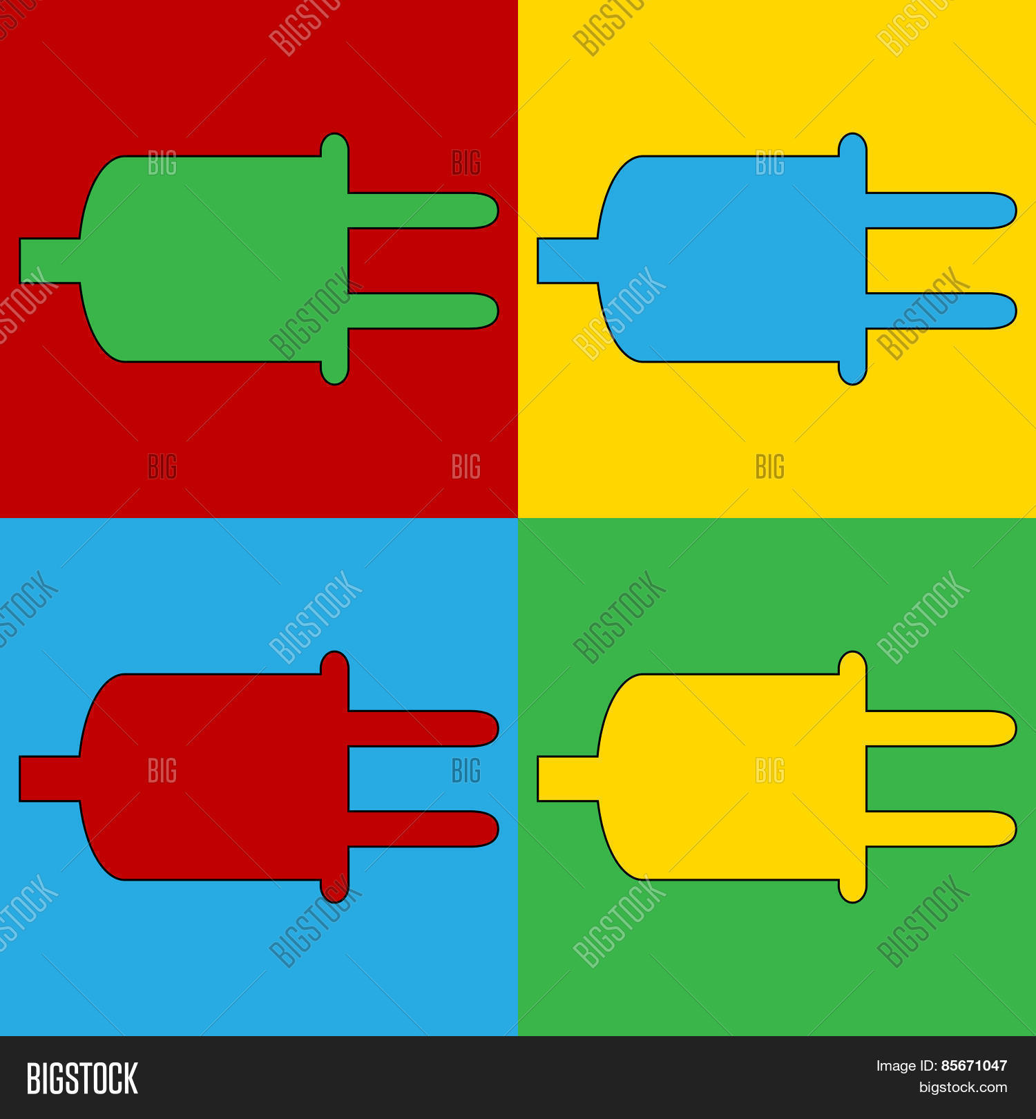 Pop Art Power Cord Vector & Photo (Free Trial) | Bigstock