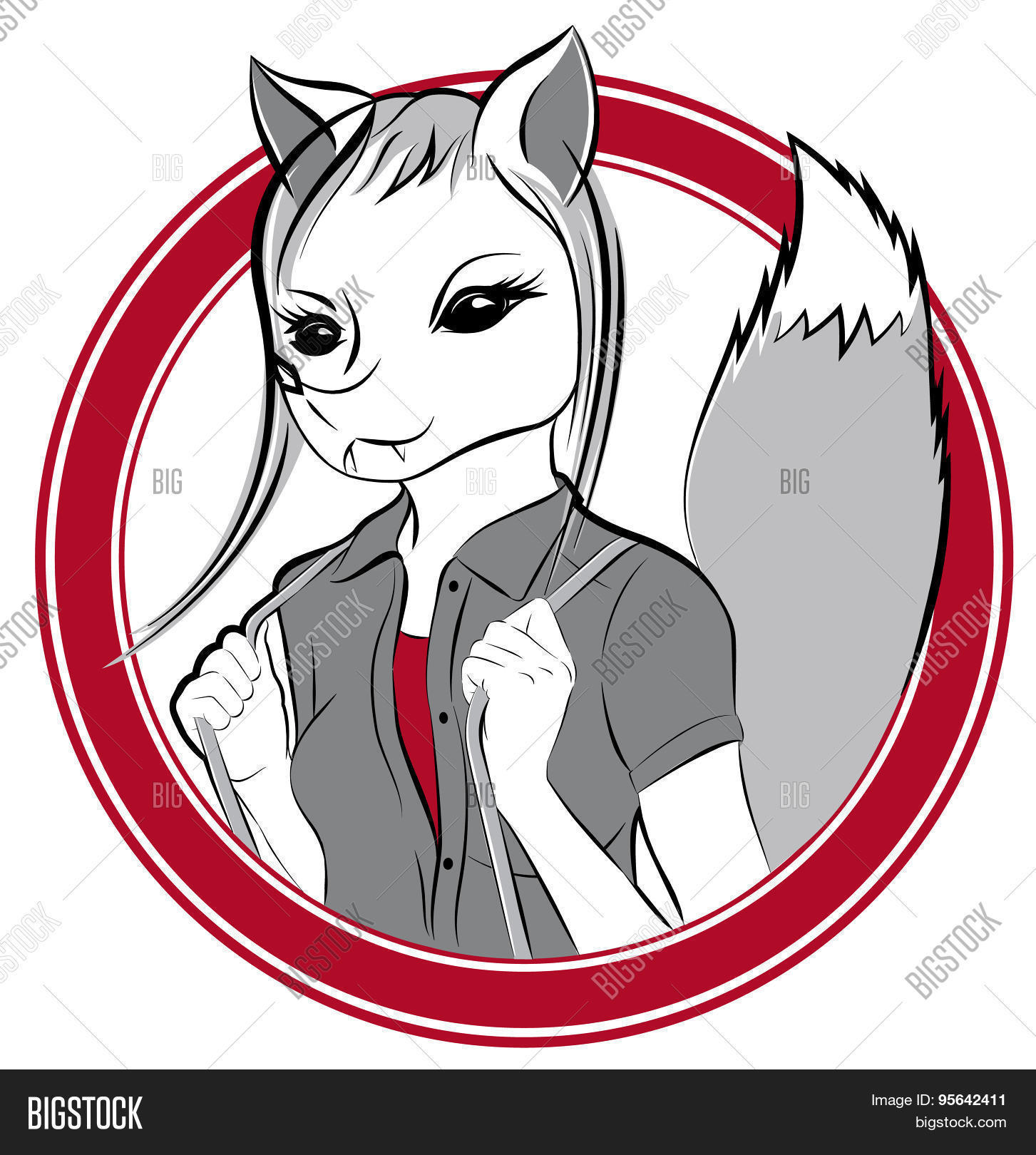 Badge Vector Girl Fox Vector & Photo (Free Trial) | Bigstock