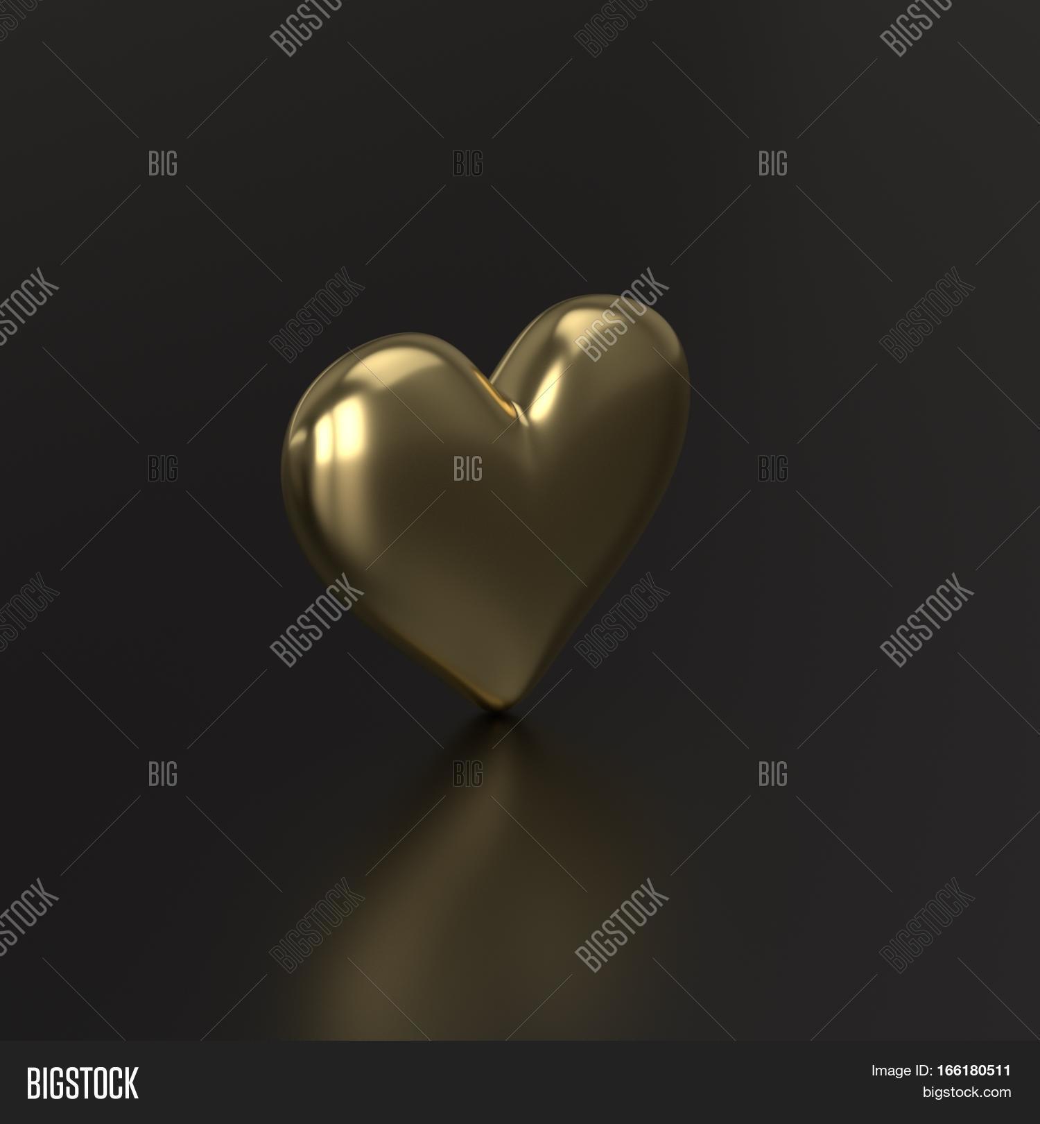 Realistic Golden Heart Image & Photo (Free Trial) | Bigstock