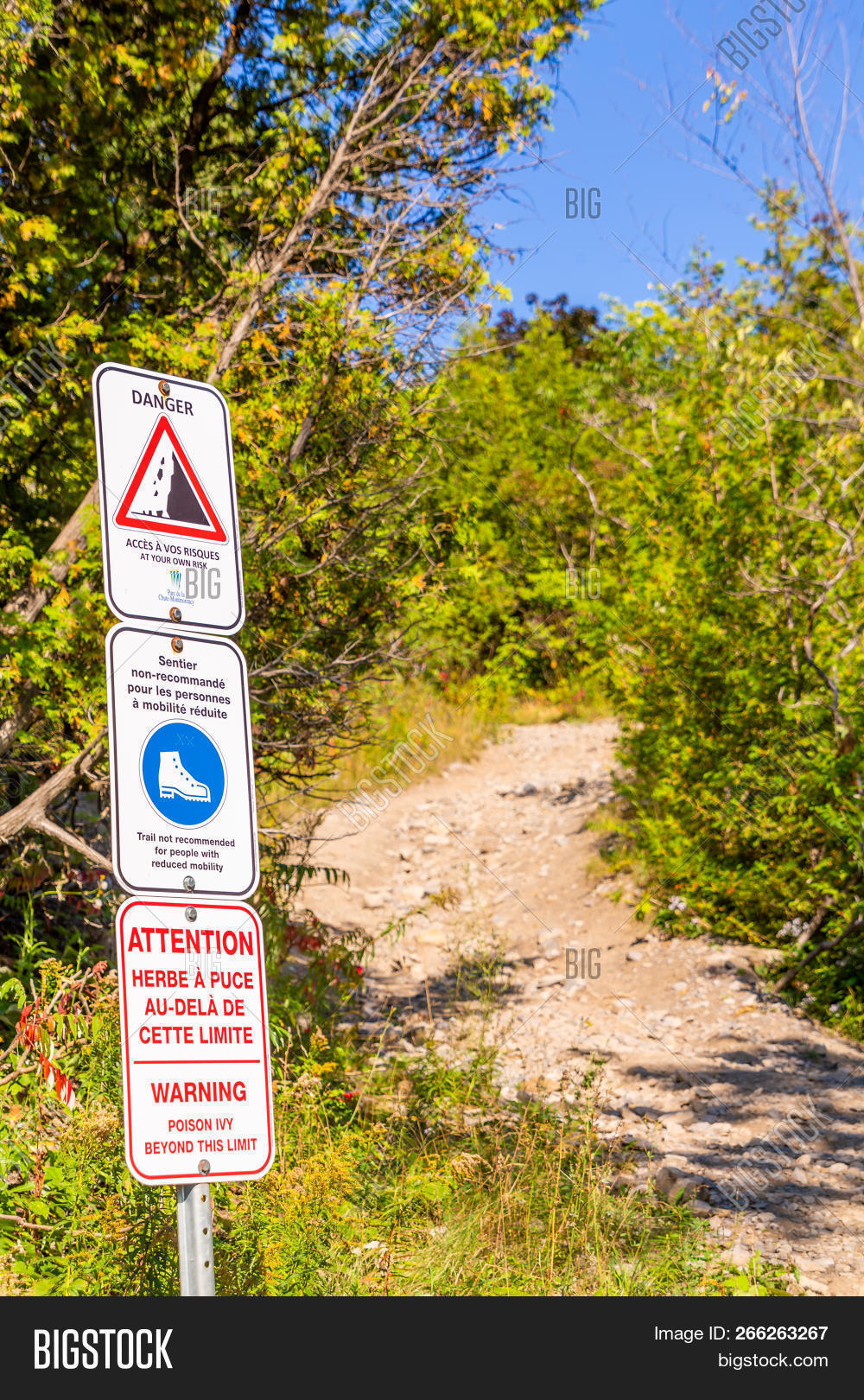Warning Signs On Path Image & Photo (Free Trial) | Bigstock