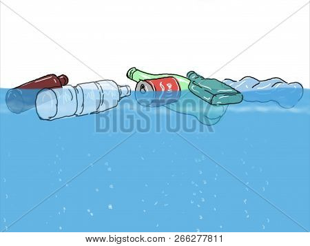 how to draw rubbish in the ocean