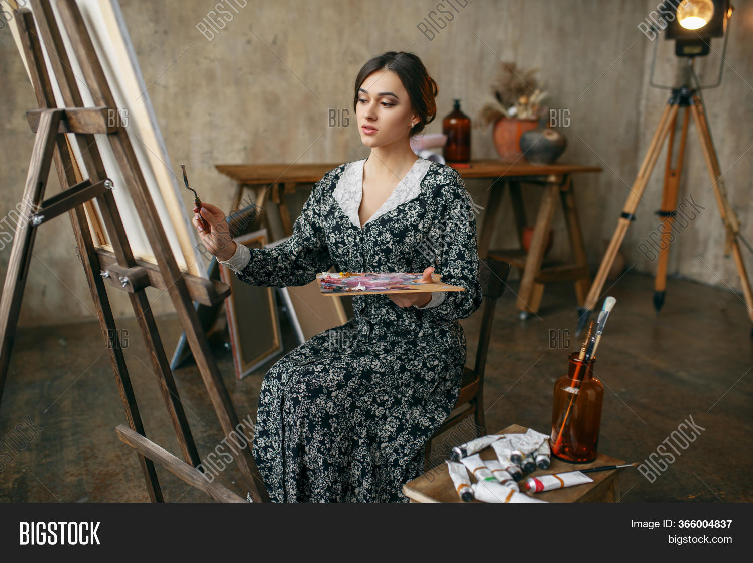 Female Painter Poses Image & Photo (Free Trial) | Bigstock